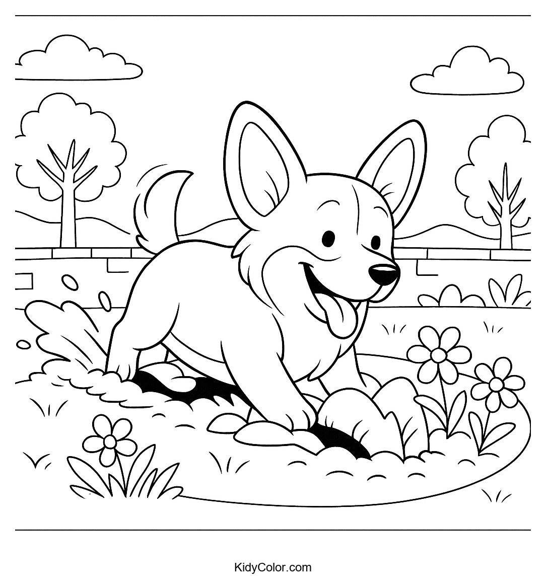 Corgi Digging In Garden__Endoftext__ | Free Printable Coloring Pages ...